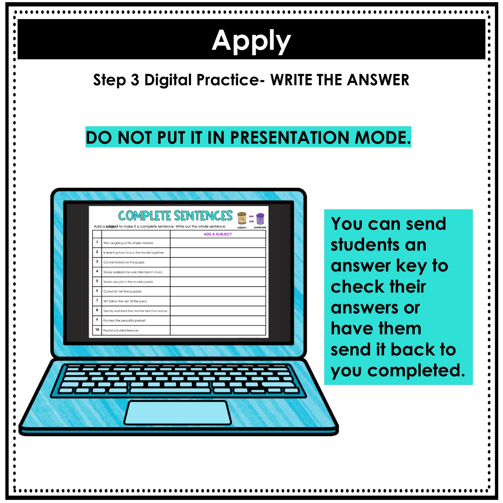 4th Grade Digital Step By Step Complete Sentences Practice Rockin
