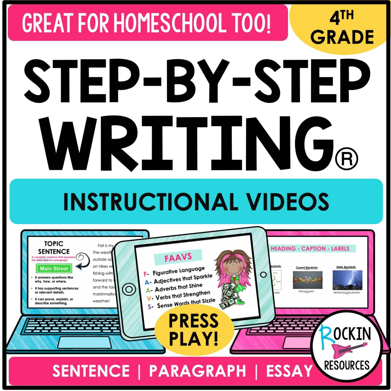 4TH GRADE STEP-BY-STEP WRITING® VIDEOS FOR PARAGRAPH AND ESSAY WRITING ...