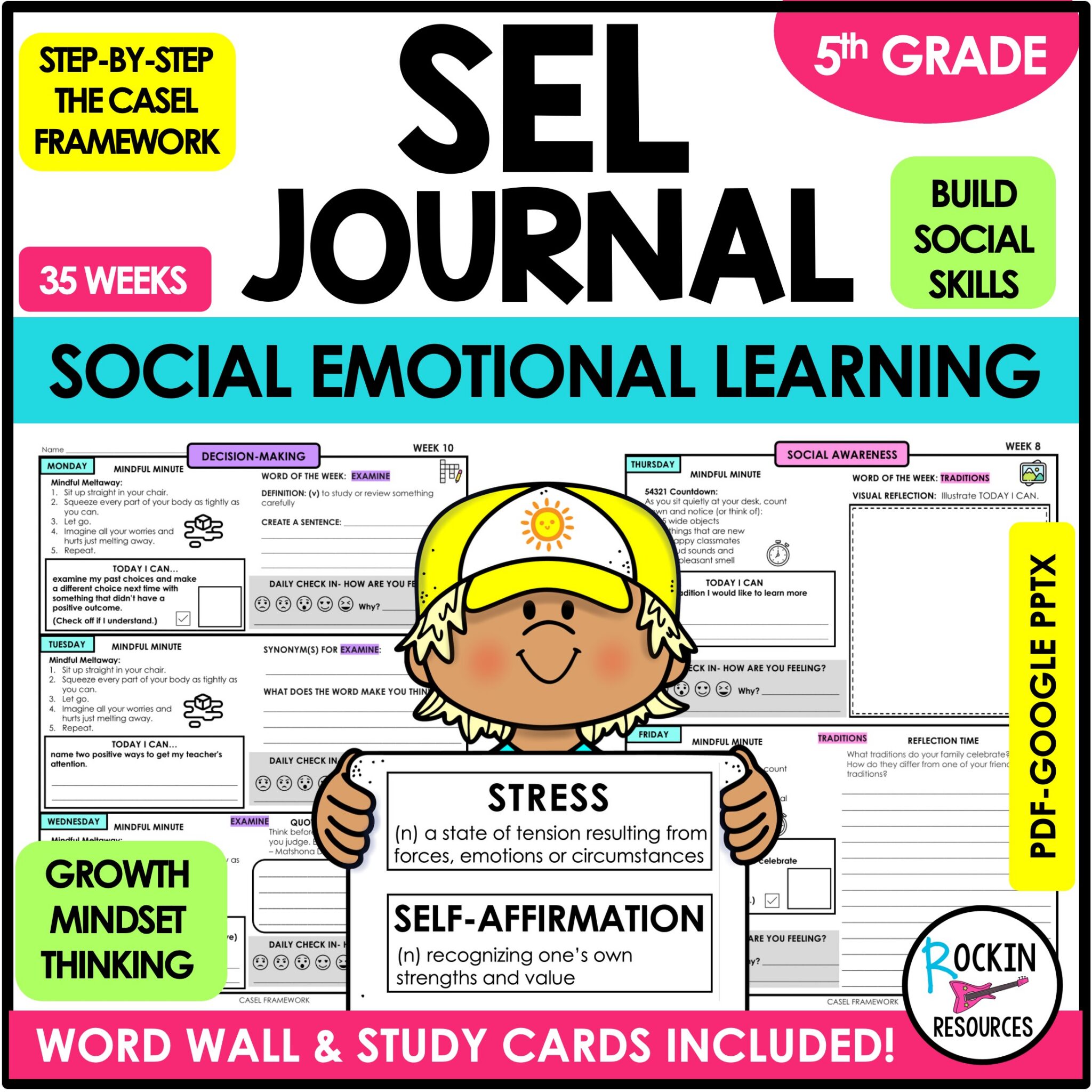 5TH GRADE SOCIAL EMOTIONAL LEARNING JOURNAL WITH CASEL FRAMEWORK ...