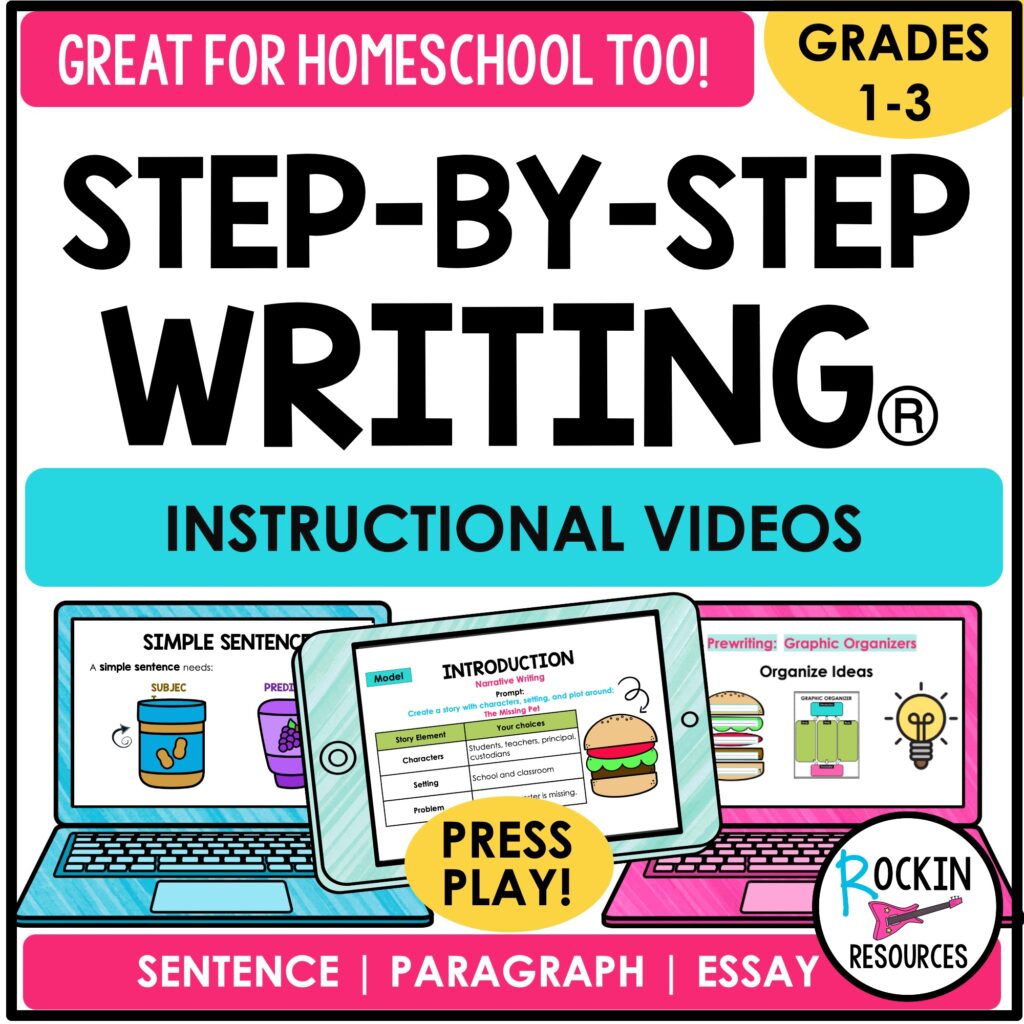 TPT PRIMARY STEP-BY-STEP WRITING® VIDEOS FOR PARAGRAPH AND ESSAY ...