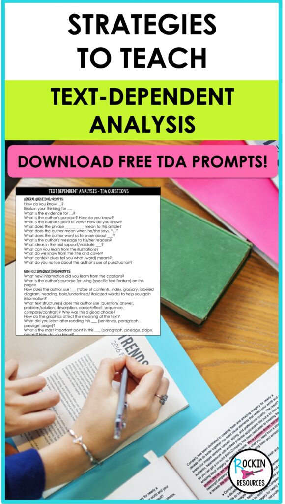 Strategies to Teach Text-Dependent Analysis (TDA) - Rockin Resources