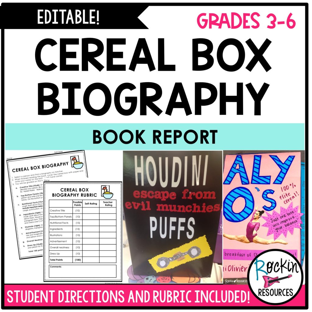 Book Report- Cereal Box Biography - Rockin Resources